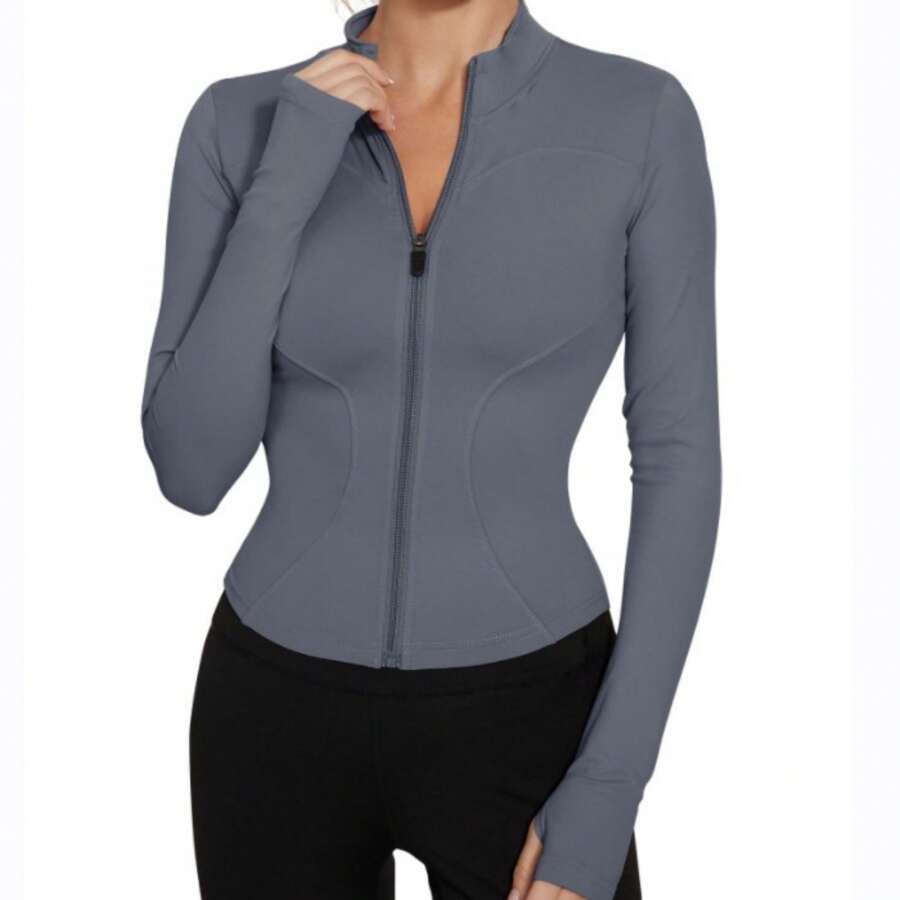 Women'S Workout Clothing Zip Up Fitness Yoga Shirts Gym Activewear Running Coats Long Sleeve ...