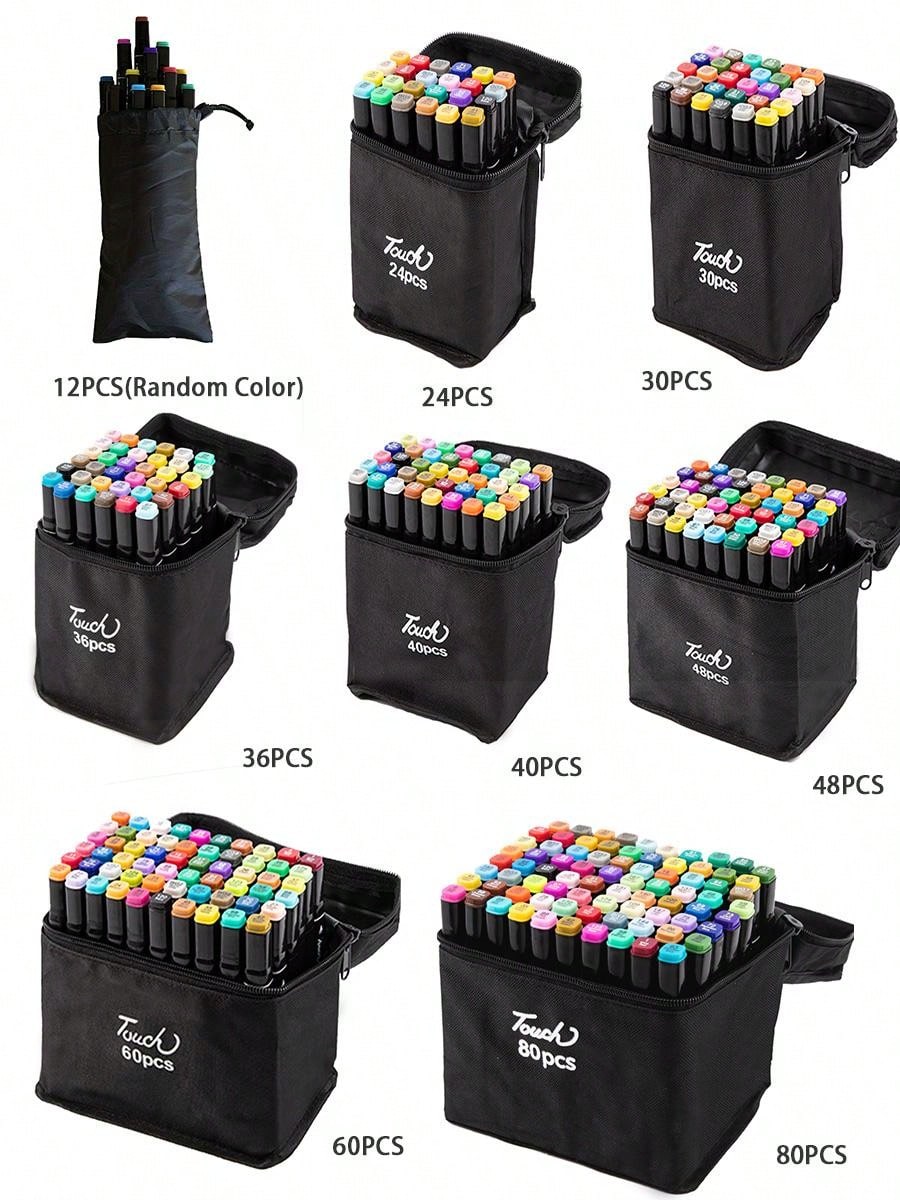 24/30/36/48/60/80/100/120/168 Dual-Tip Drawing Marker Pens Alcohol ...