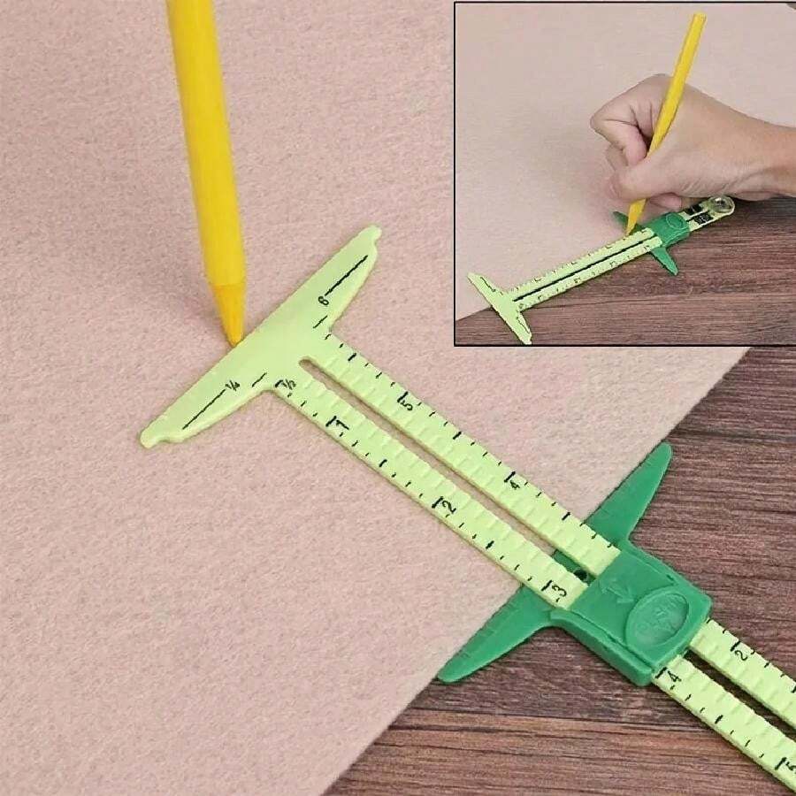 5-In-1 Plastic Quilting Drawing Sliding Gauge Triangular Ruler ...
