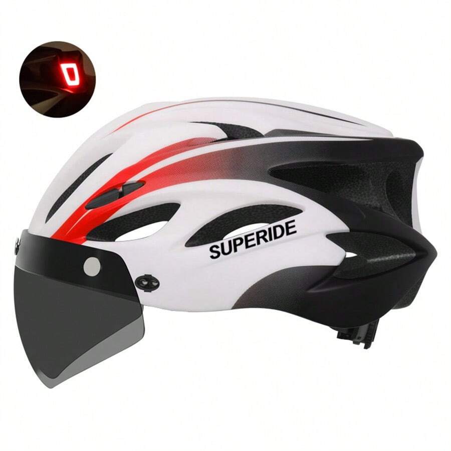 SUPERIDE USB Chargeing Rearlight Cycling Helmet Goggles Sun Visor Road ...