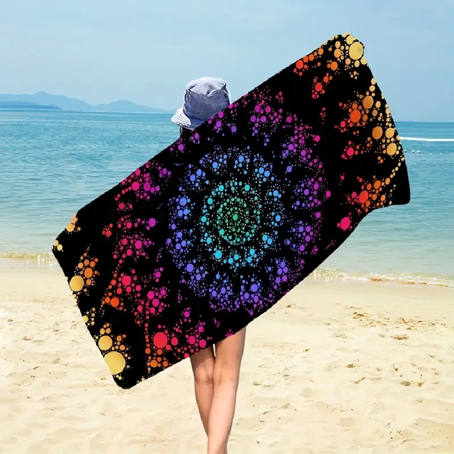 1pc Colorful Bubble Print Beach Towel - Lightweight Ultrafine Fiber Cloth For Vacation - Quick ...