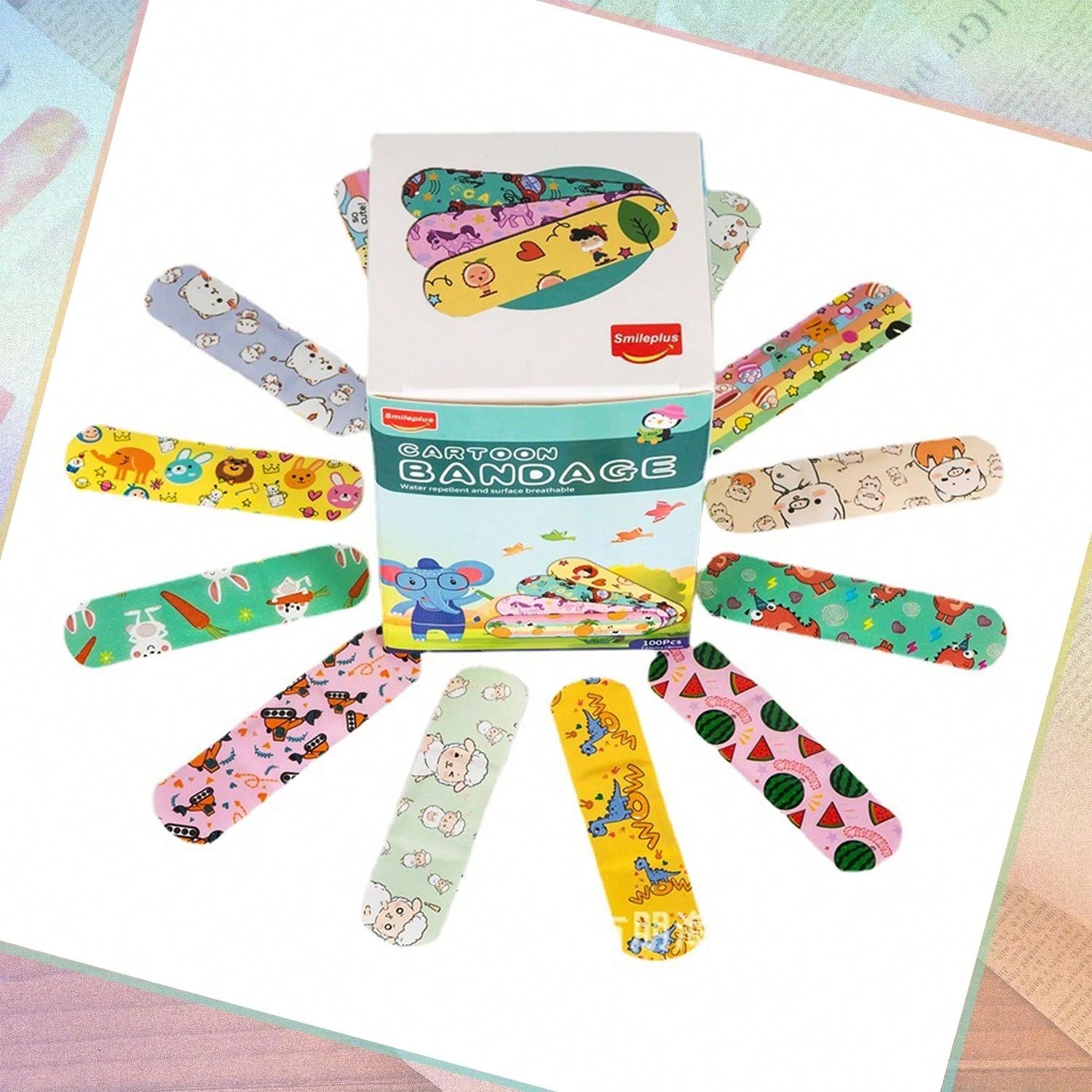 (50 & 100pcs Cartoon Style )Cartoon Bandaid,Multi Purpose Waterproof ...