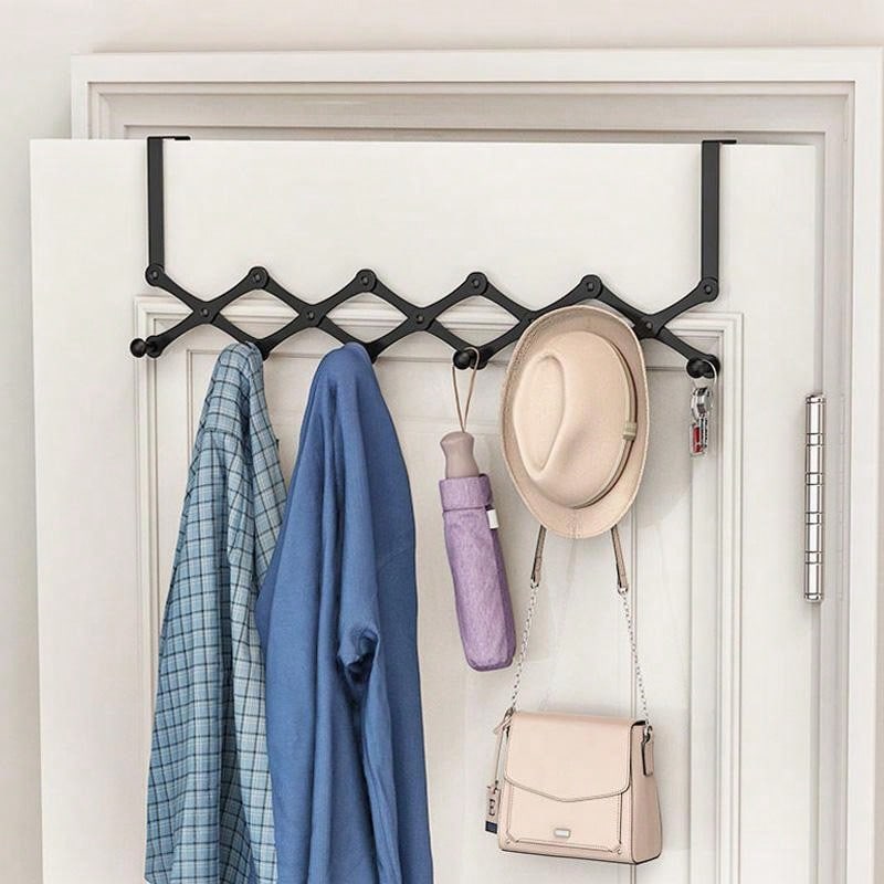 1pc Stainless Steel Over Door Hook, Retractable Door Clothes Hanger, Hat & Coat Hook For Bedroom ...