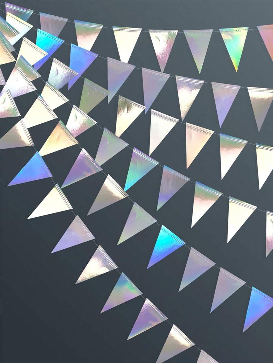 1pc 4m Silver Sprinkle Print Birthday Party Pennant Flag, Party Hanging ...