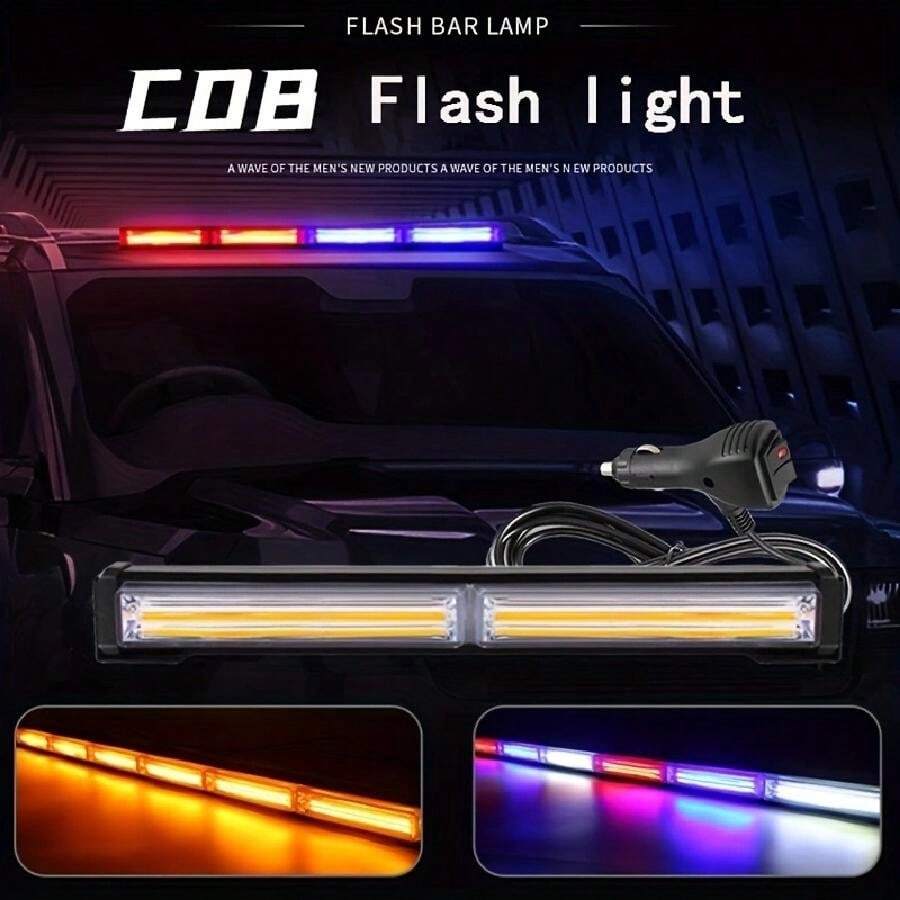 30cm 2 Pcs Single-Side Car Strobe Light Cob Led Net Light Long Strip ...
