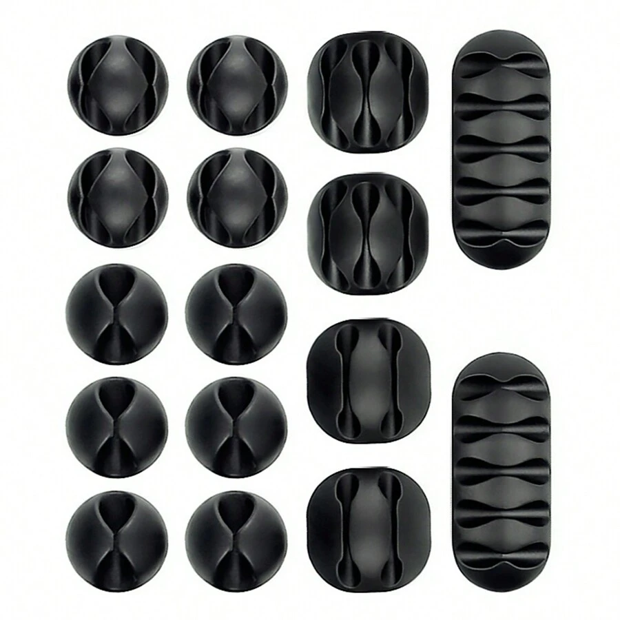 16pcs/Set Black Cable Clips, Cord Organizer Adhesive-Backed Cable ...
