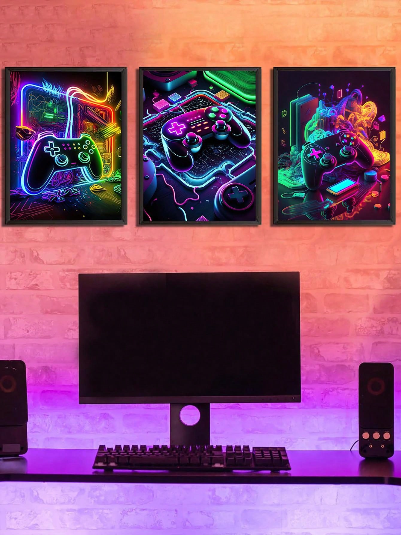Set Of 3 Colorful Gamepad Wall Art Decor Posters For Bedroom, Living ...