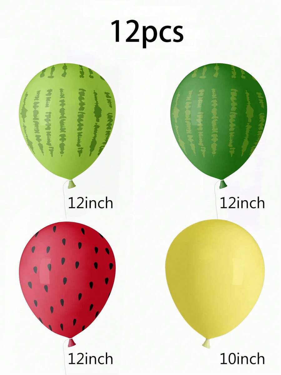 12pcs Summer Watermelon Series Latex Balloons | SHEIN USA