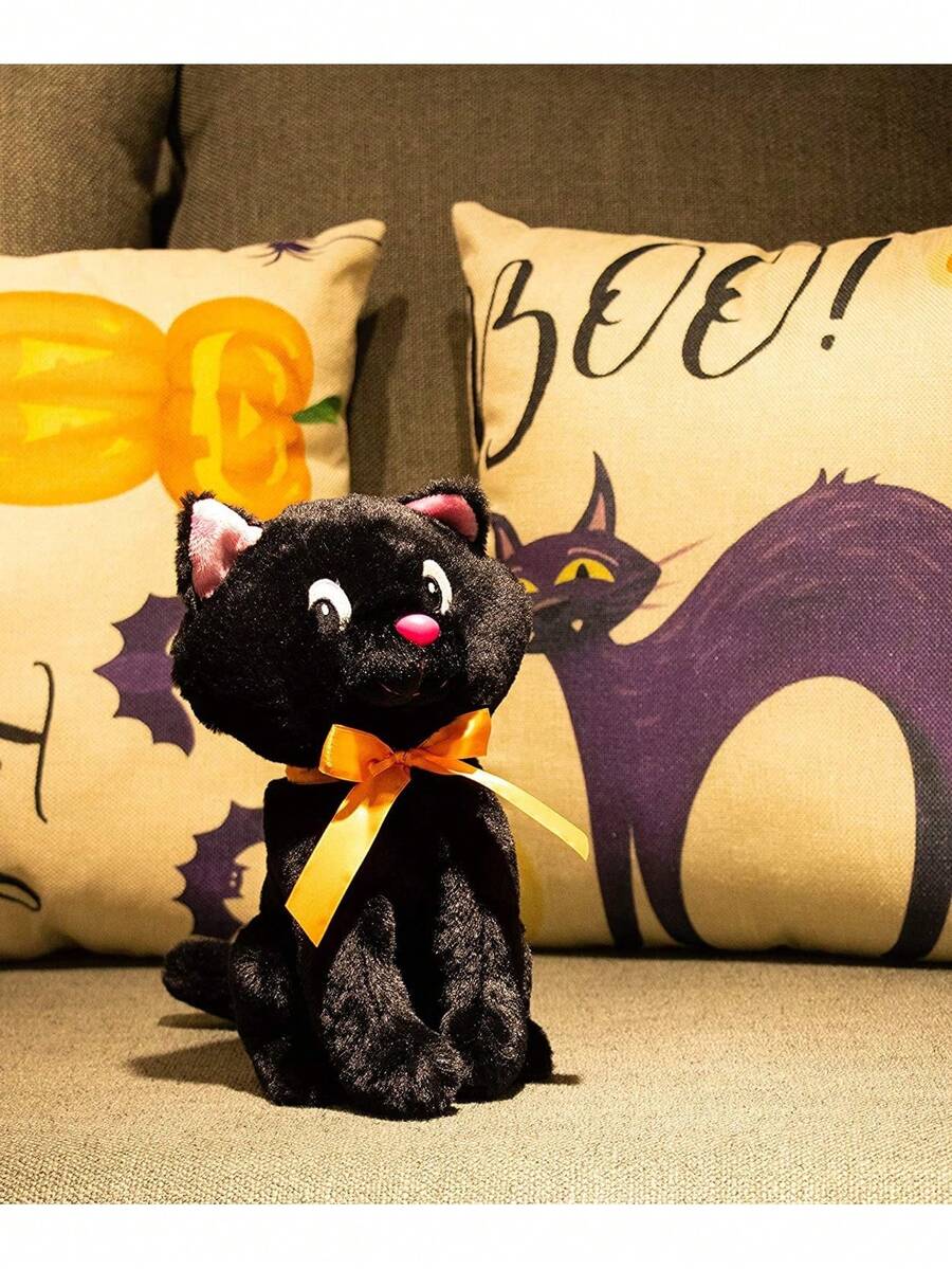 Black Cat Stuffed Animal, Sabrina The Cat Halloween Plush (6 X 10 X 11 ...