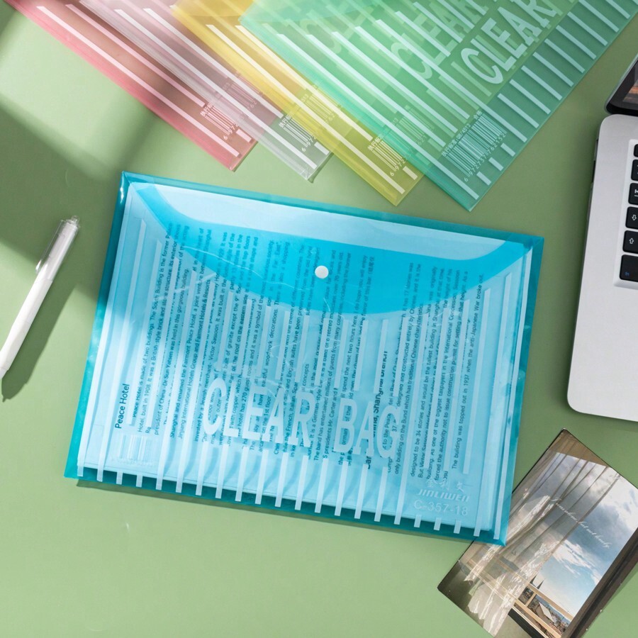 10pcs/Pack A4 Snap Closure Bag Transparent & Thickened Plastic Large ...