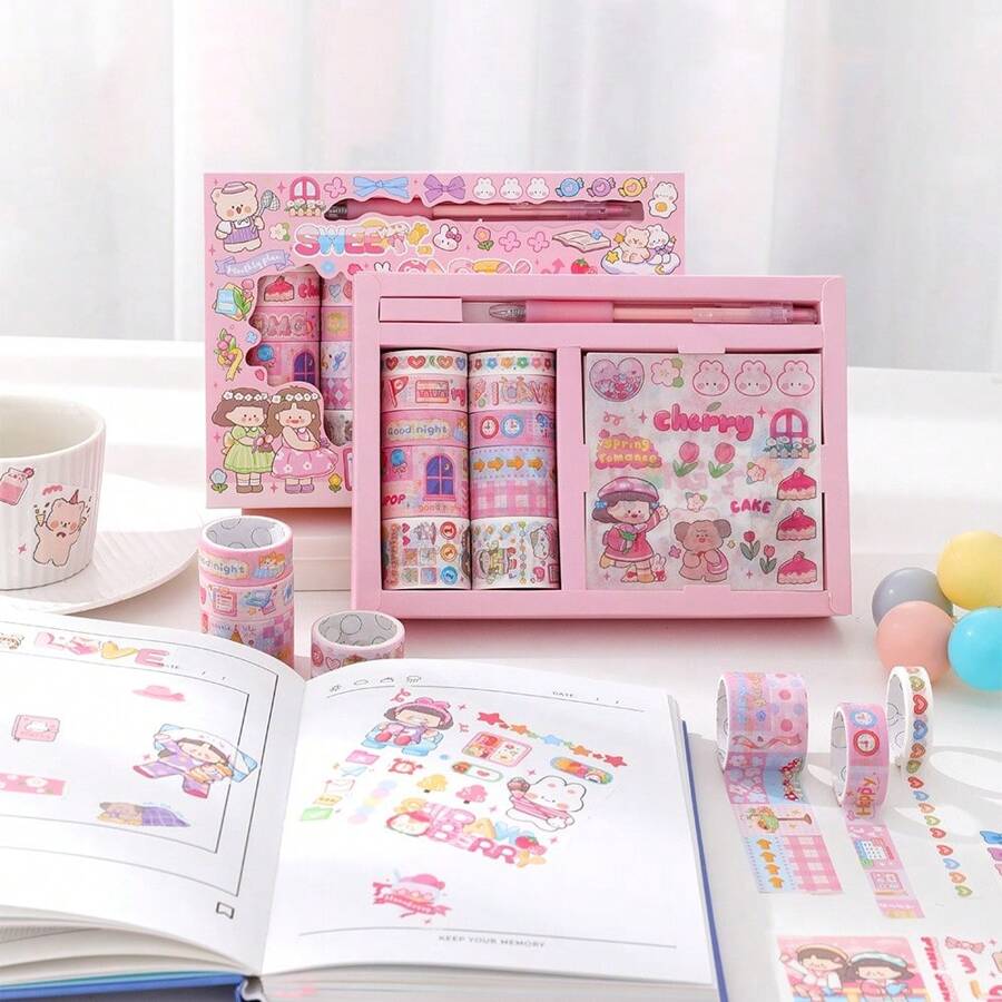 1 Pc Sticker Gift Box Set Sticker Tape Gift Box Set Girl Cut Scrapbook ...