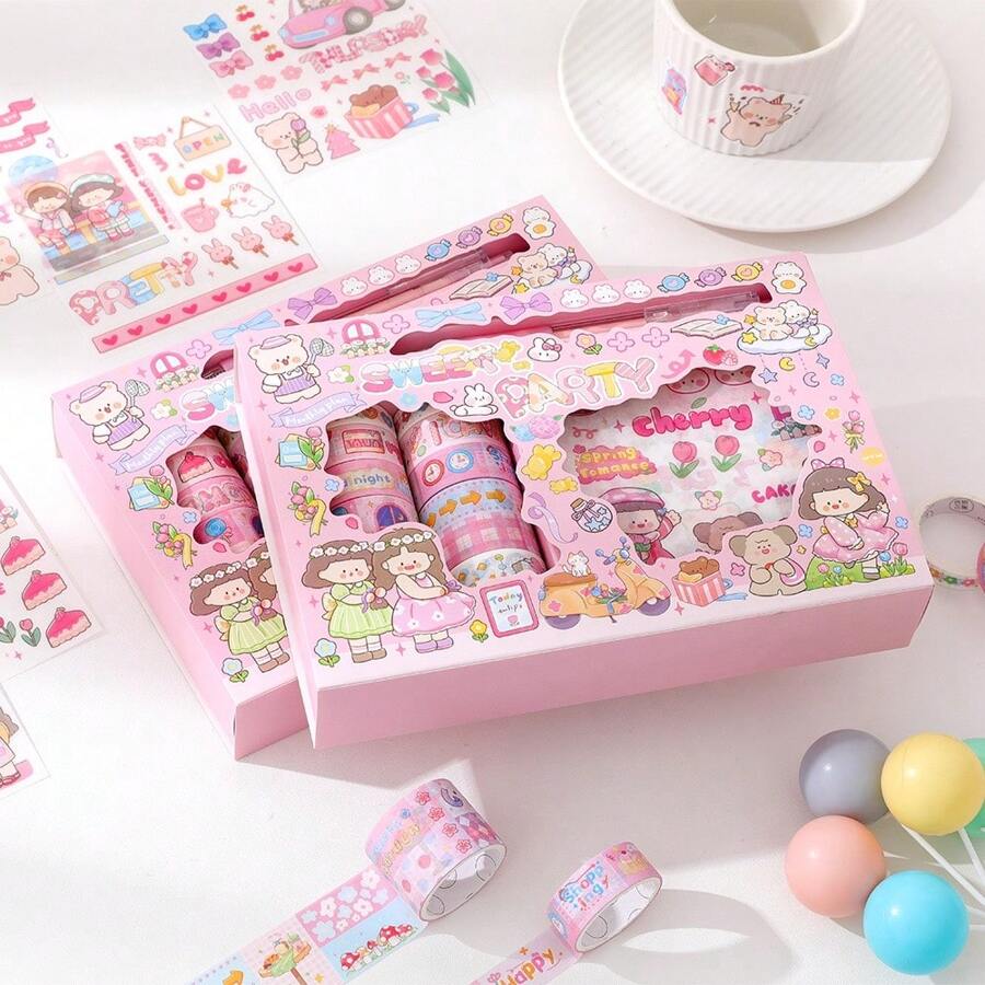 1 Pc Sticker Gift Box Set Sticker Tape Gift Box Set Girl Cut Scrapbook ...