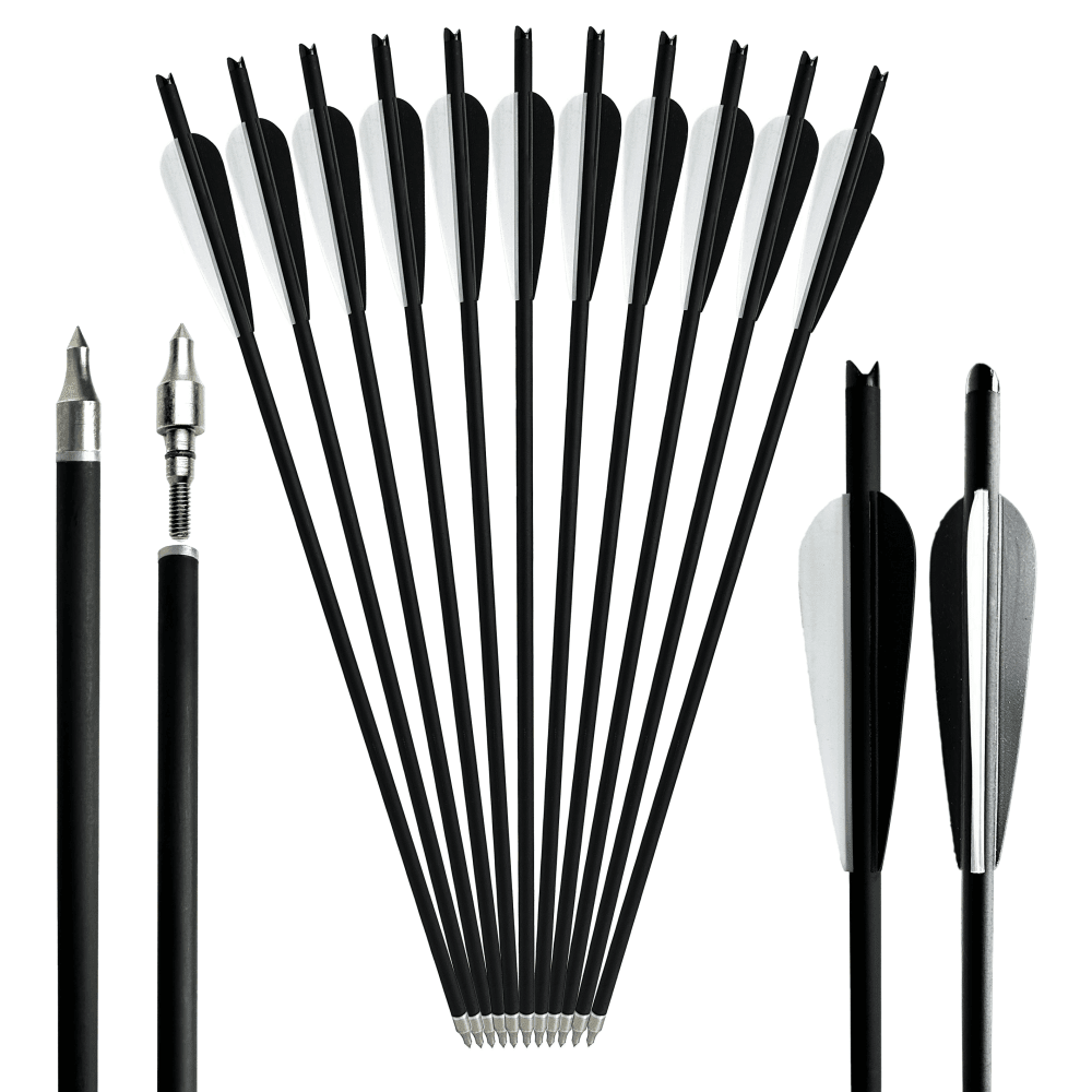 Twelve 19-Inch Hybrid Carbon Fiber Teardrop Feathers Crossbow Bolts ...