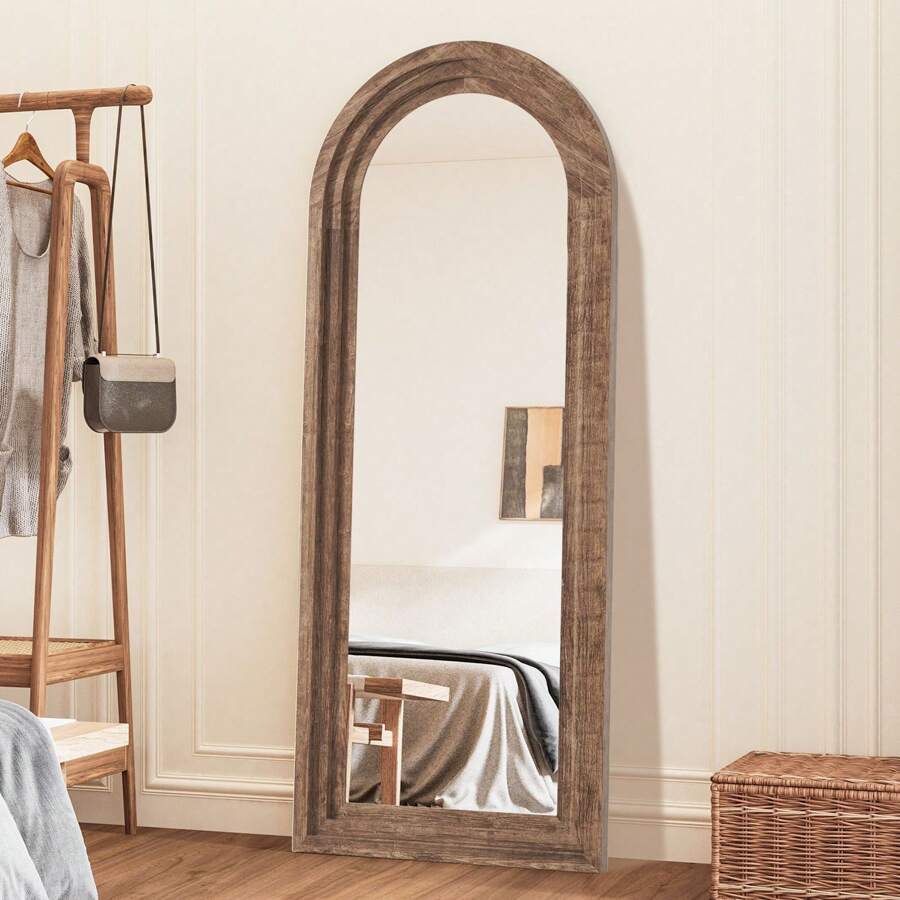 CASSILANDO Full Length Mirror Arched 65"X22" Wood Wall Full Length ...