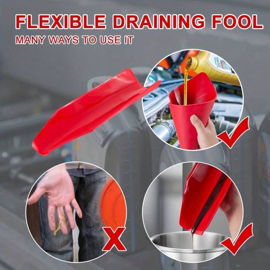 Flexible Draining Tool Oil Funnel, Oil Drain Funnel, Foldable Draining ...