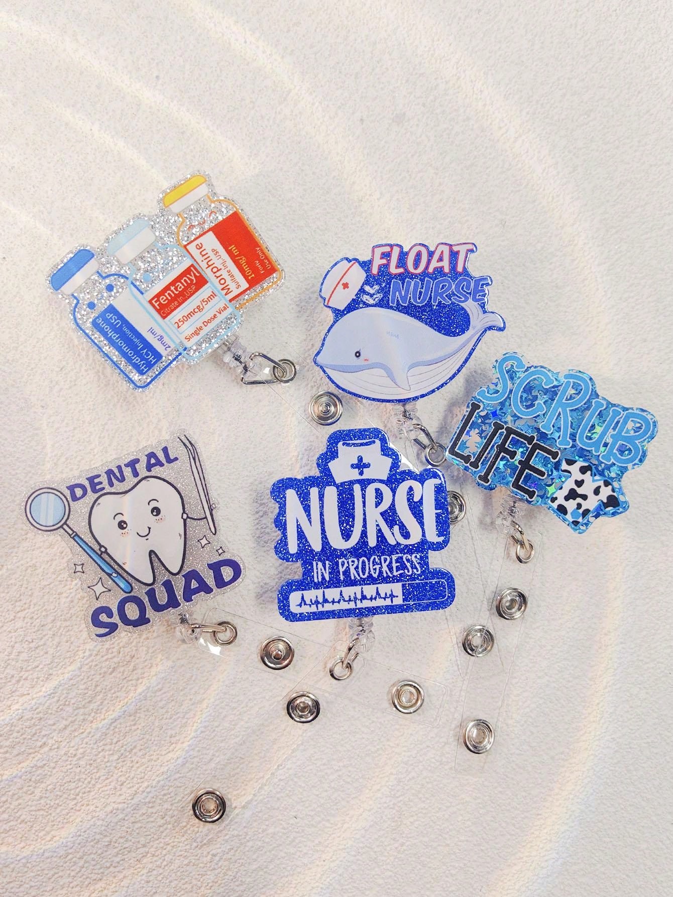 Doctor Nurse Badge Reel With Whale Teeth Motto Design Blue Retractable ...
