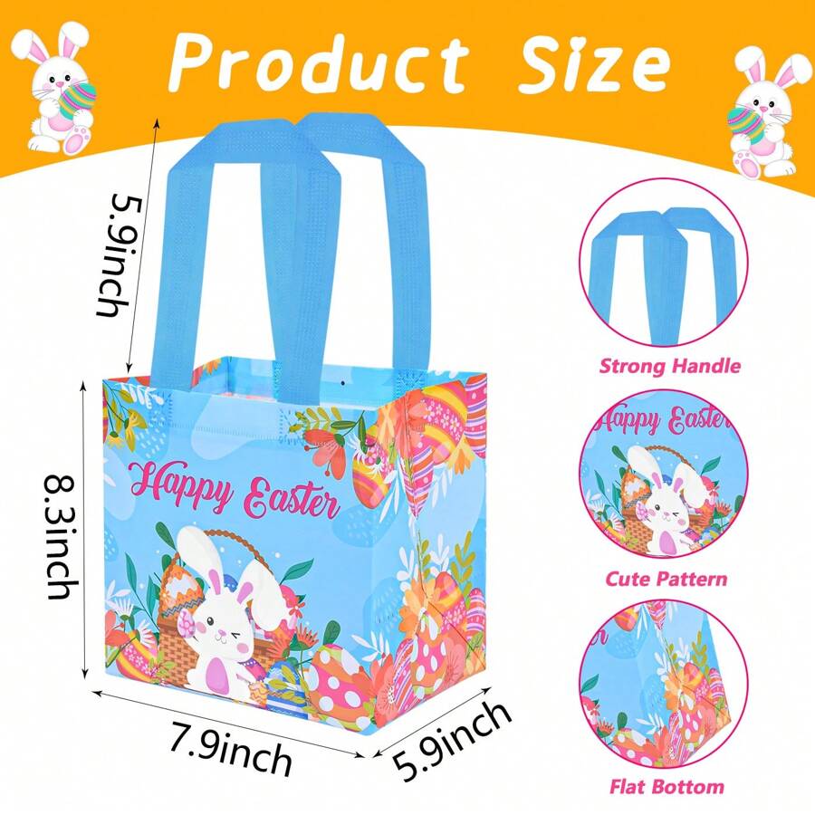 12PCS Happy Easter Egg Hunt Bags Easter Bunny Carrot Chick Egg Gift ...