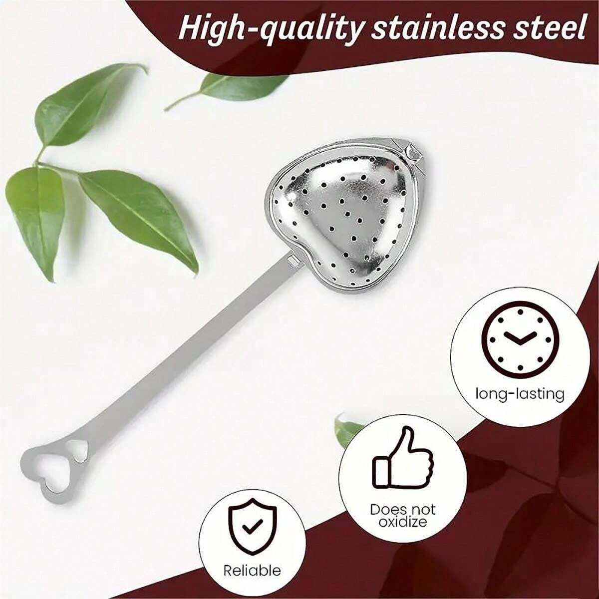 [1pc]Tea Strainers For Loose Tea Spoons - Heart Shaped Tea Filter Stainless Steel Tea Diffuser ...