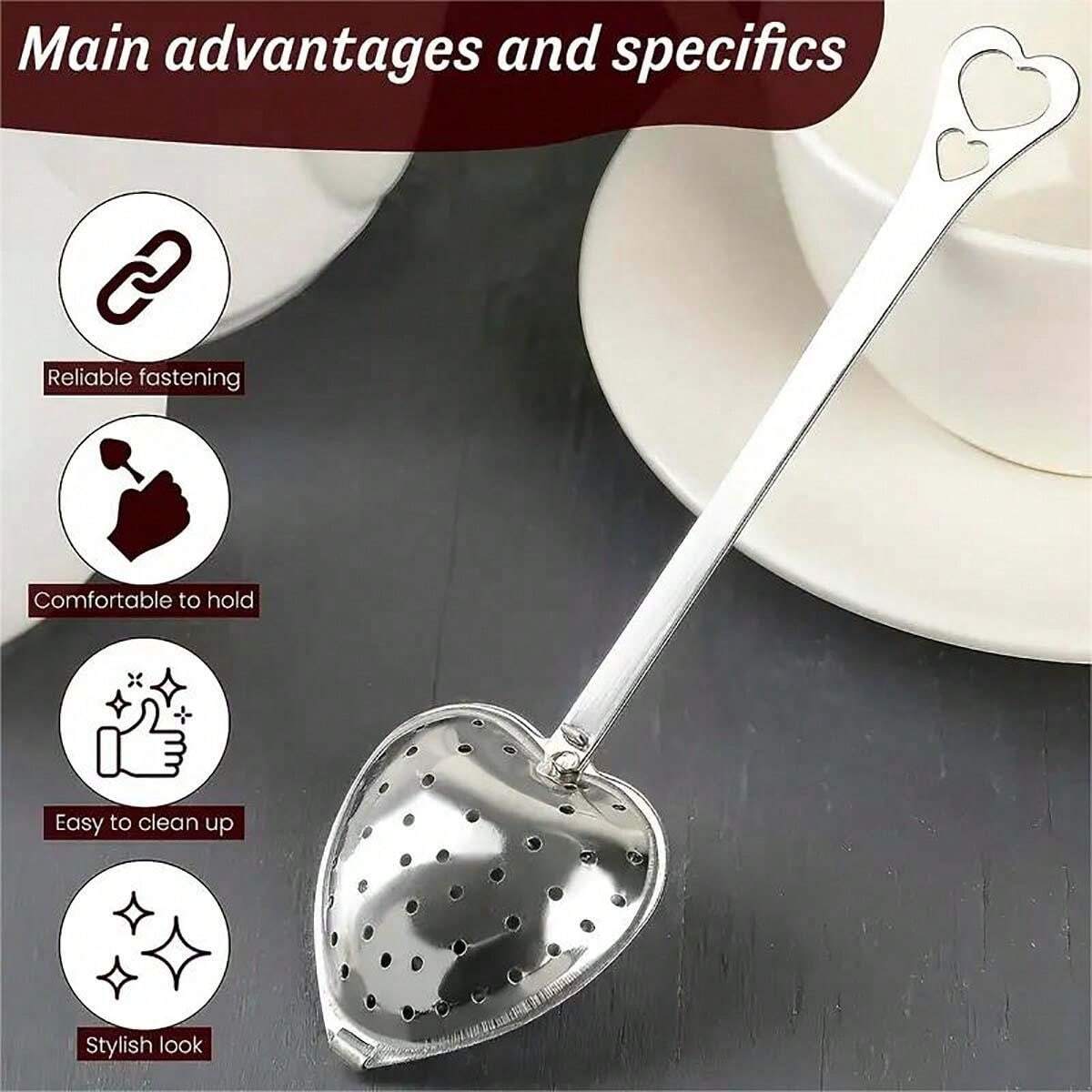 [1pc]Tea Strainers For Loose Tea Spoons - Heart Shaped Tea Filter ...