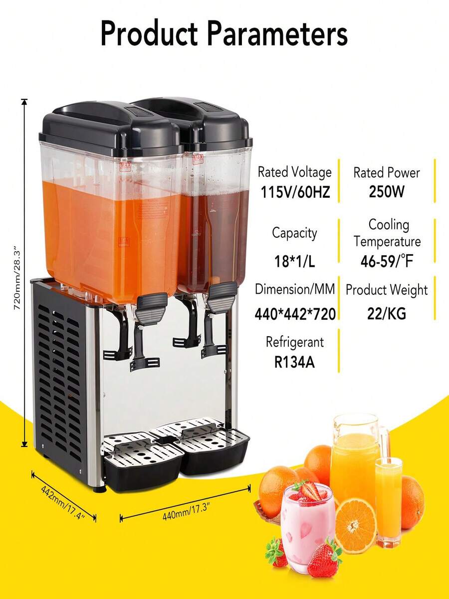 Commercial Beverage Machine,2 Can 9.6 Gallon Cold Drink Machine ...