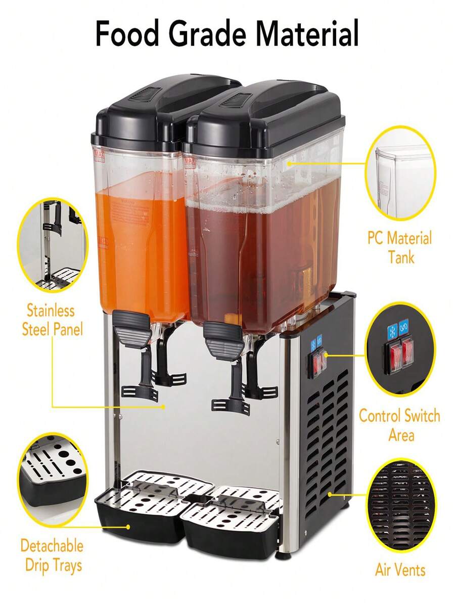 Commercial Beverage Machine,2 Can 9.6 Gallon Cold Drink Machine ...