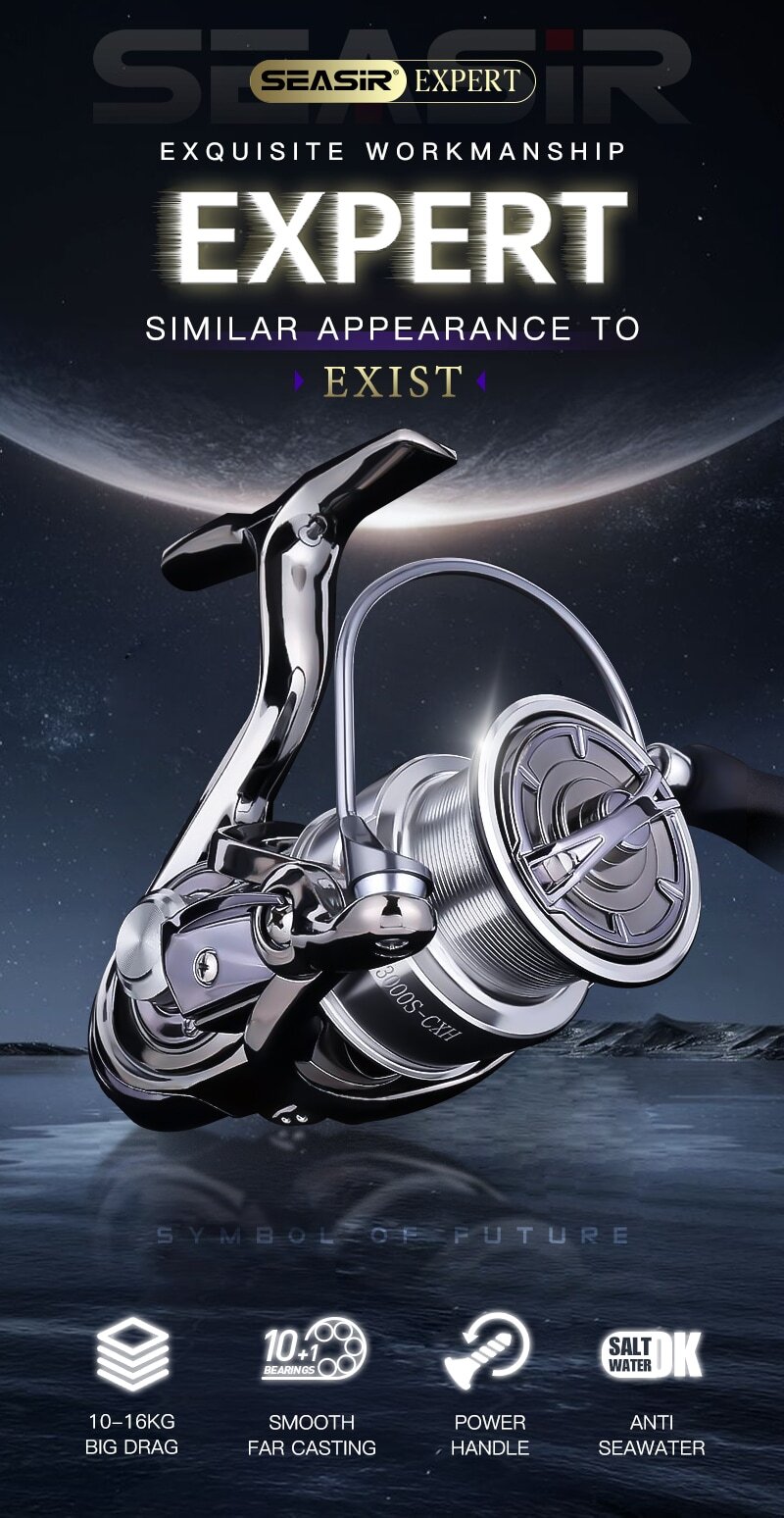 Seasir EXIST POWER HANDLE Stainless Aluminum Alloy Spool Spinning ...