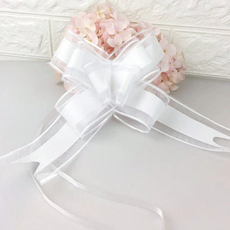 12pcs,Twist Tie Bows Lace Ribbon Heart For Wedding Car Christmas ...