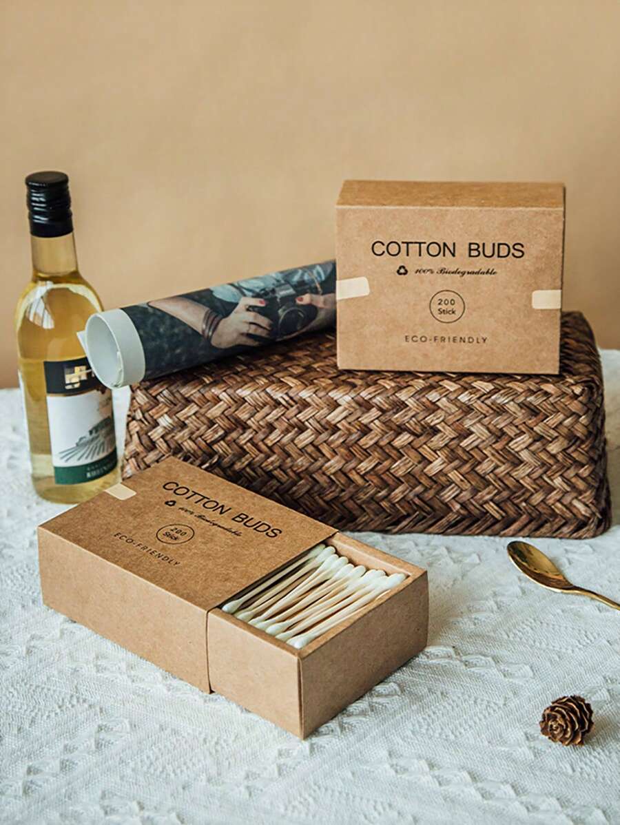 200pcs/Bag 200 Bamboo Paper Plastic Sticks Cotton Sticks Cotton Sticks ...