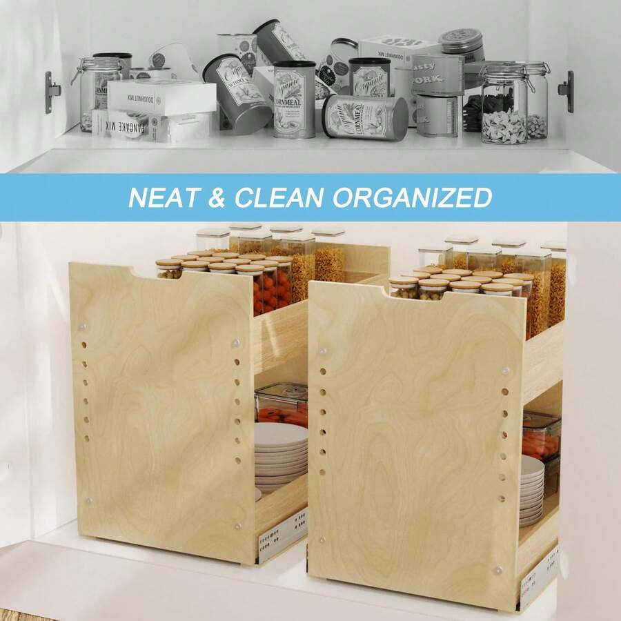 Adjustable Pull Out Cabinet Organizer 4-Tier Narrow Cabinet Drawers ...