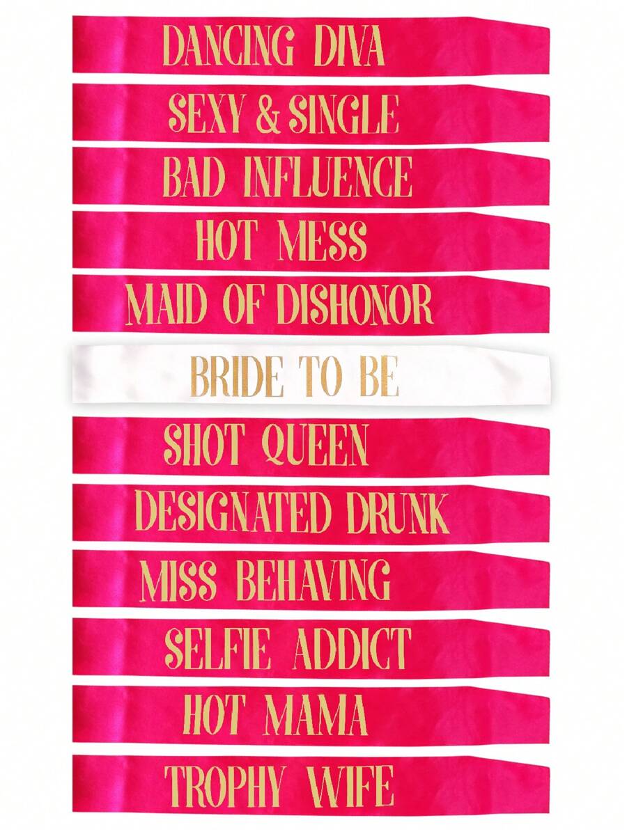 Hen Party Bachelore Sash Set (12 Pcs) 1 White Bride To Be Sash ...