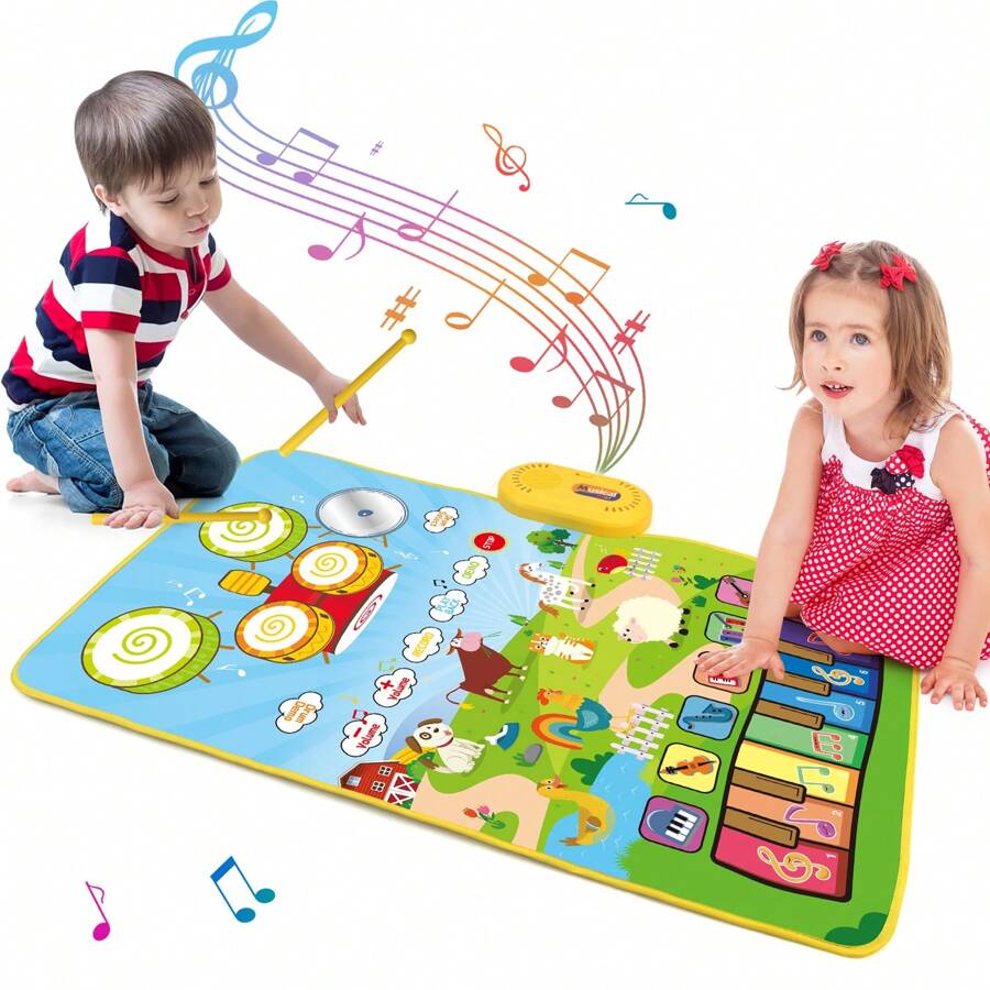 2-In-1 Kids' Music Mat With Piano & Jazz Drum Game Modes, Including ...