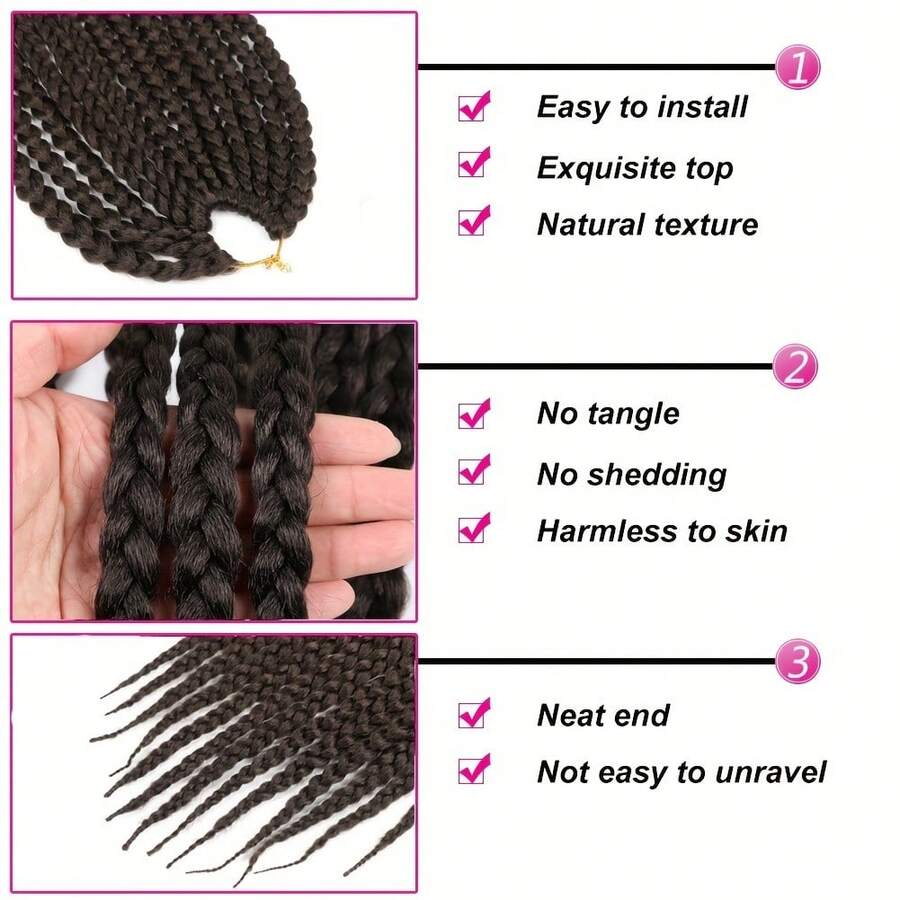 3Pcs Big Loop Box Braids Crochet Hair 14 Inch Prelooped, Short Three ...