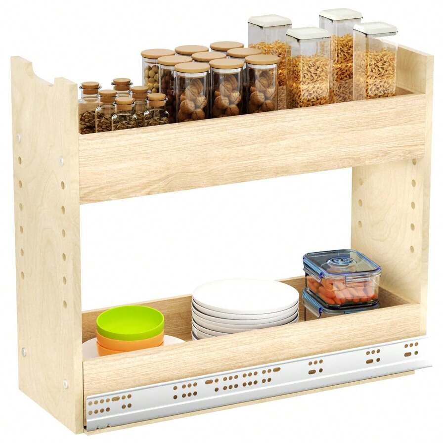 Adjustable Pull Out Cabinet Organizer 4-Tier Narrow Cabinet Drawers ...