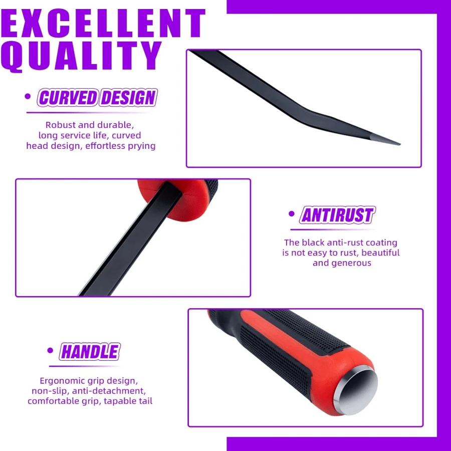 Heavy-Duty CR-V Long Tire Crowbar - Pc Pry Bar With Non-Slip Handle ...