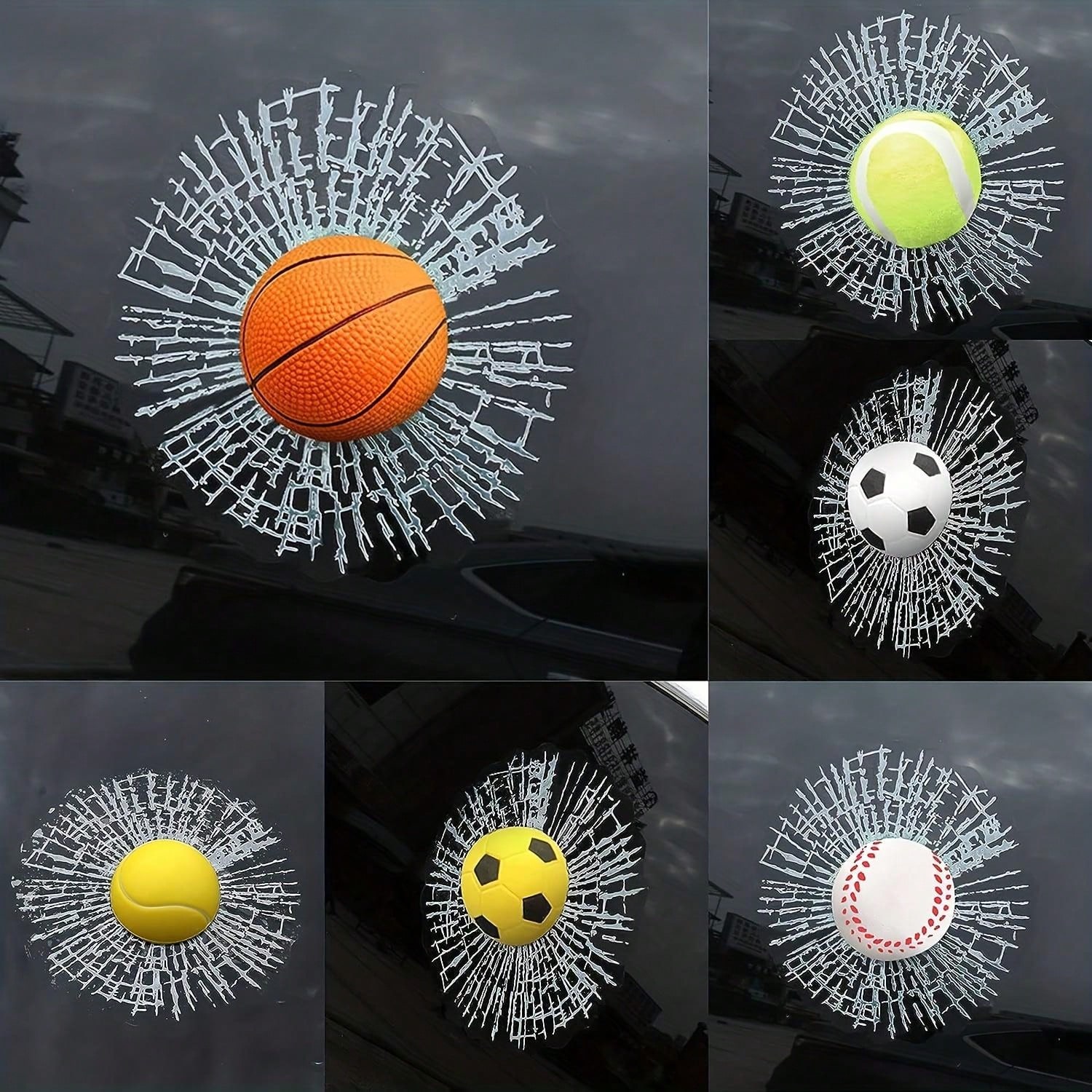 Car Broken Glass 3D Ball Sticker Car Window Ball Hits Self Adhesive ...