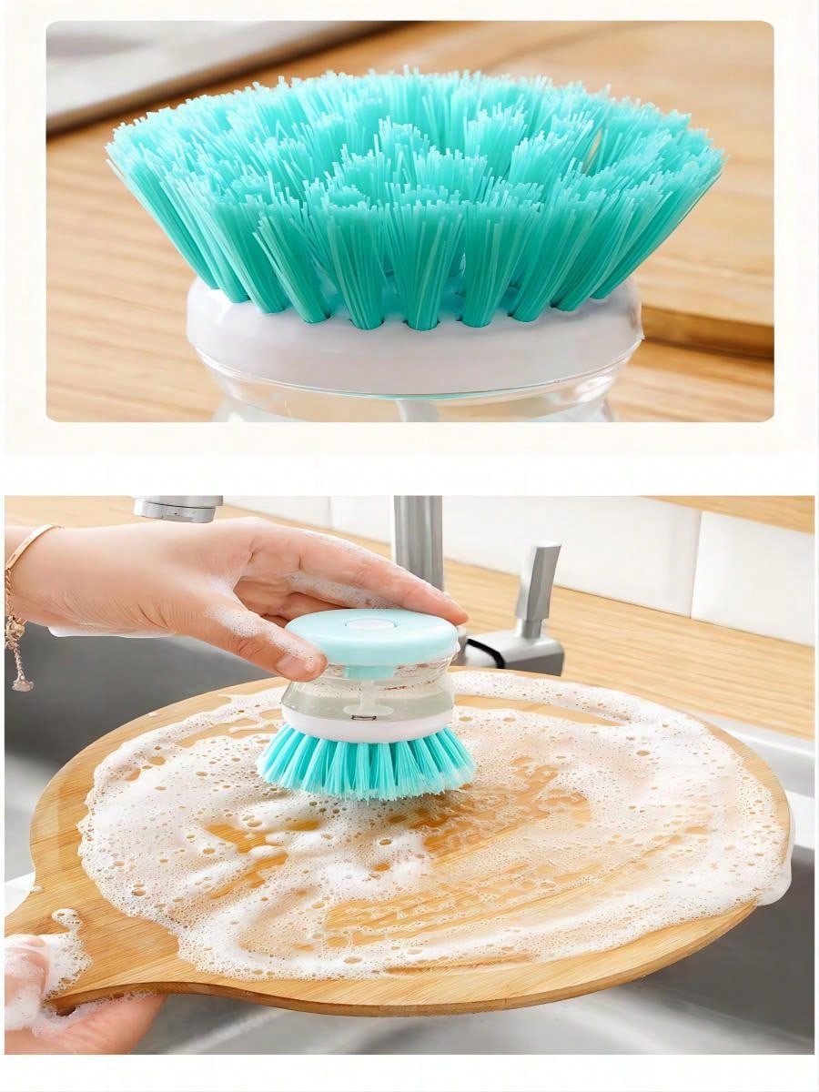 1pc Household Dishwashing Brush With Press Type Liquid Dispenser ...