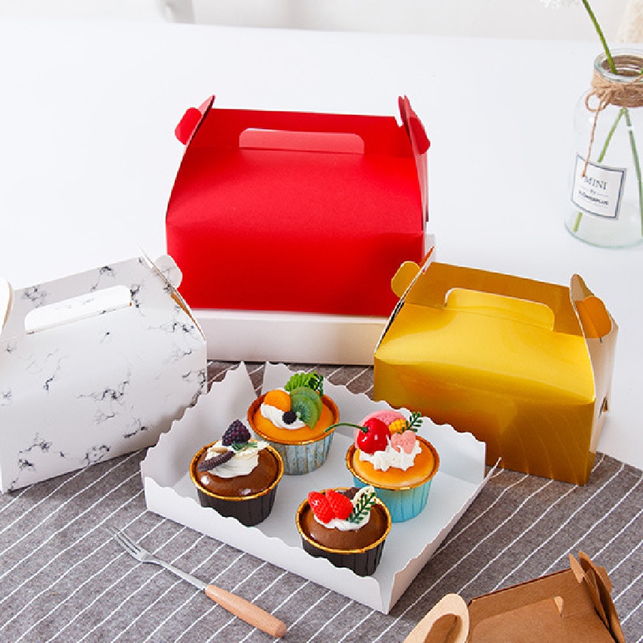 Festive Small/Large Portable Pastry Box Cake Bag, Baking Packaging ...