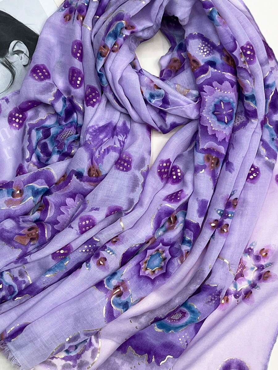 Boho New Simple Print Scarf For Women Spring And Summer Silk Shawl All Matching Sunscreen