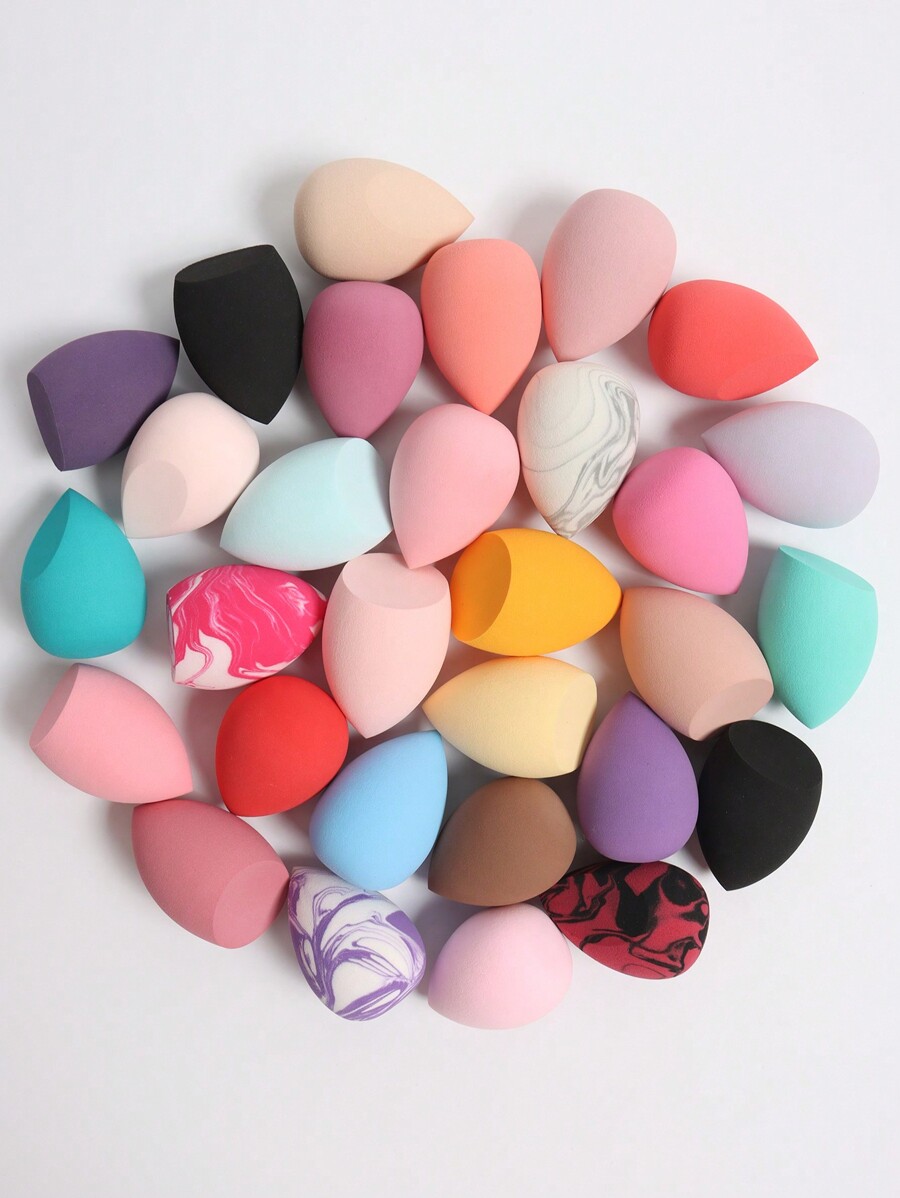 30pcs Randomly Colored & Shaped Makeup Sponge With Storage Box, Makeup ...