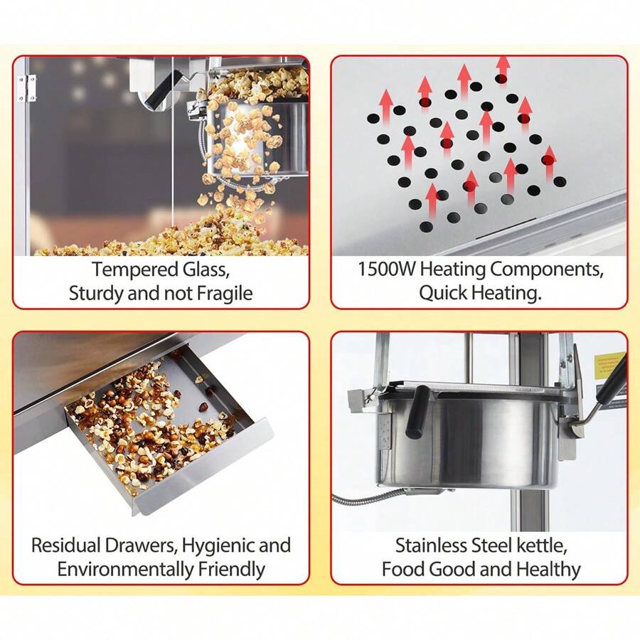 Popcorn Machine, 12 OZ Large Commercial Popcorn Machine Movie Night ...