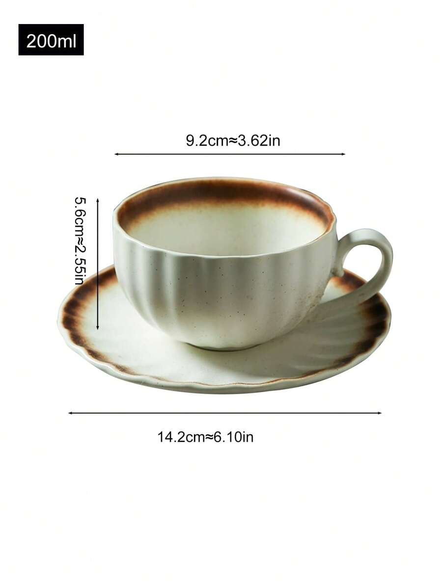 1pc Ceramic Japanese Style Cup And Saucer Set, Vintage Porcelain Tea ...