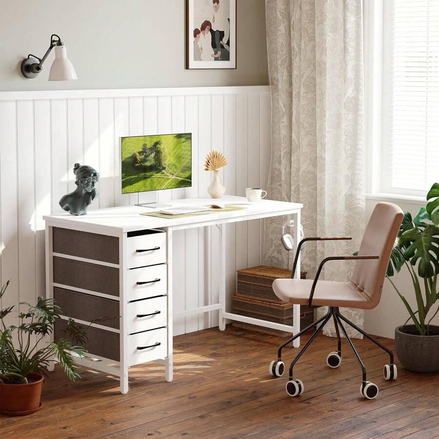 47 Inch Computer Desk With 4 Drawers, Home Office Small Desk With ...