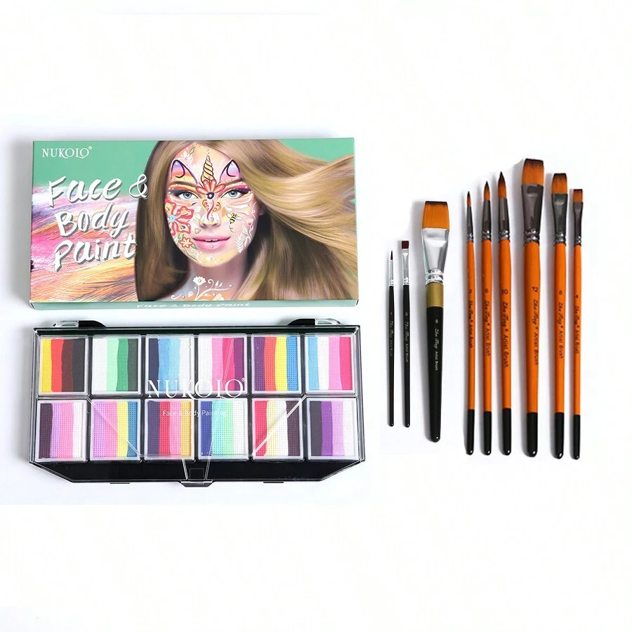 12 Grids 48 Colors Large Capacity Body Paint Pigment For Kids Water Soluble Face Painting ...