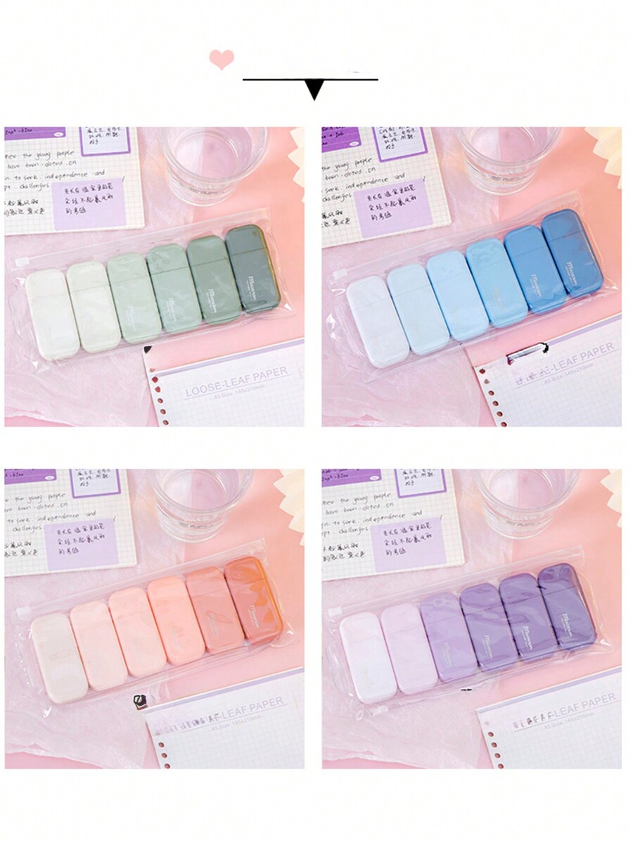 6pcs Mixed Color Correction Tape, Simple Portable Basic Whiteout ...