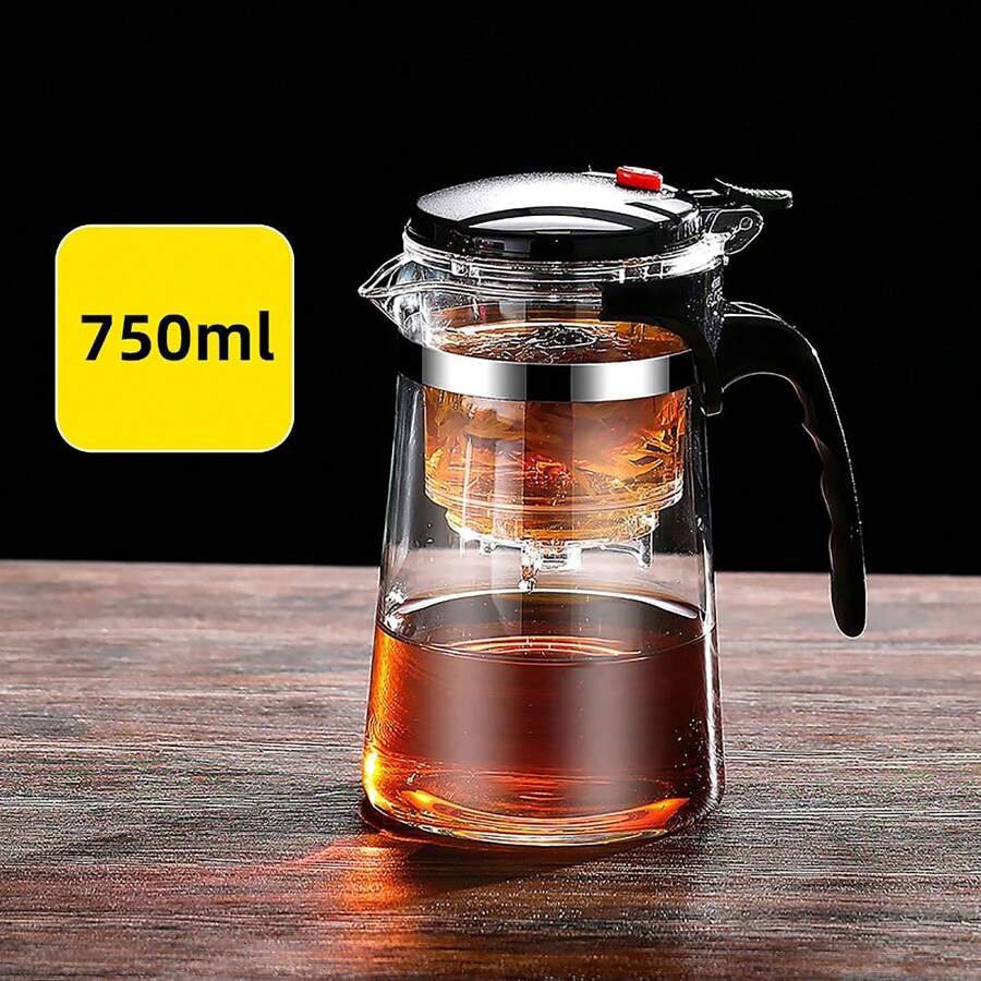 Glass Tea Pot With Infuser, One Key Separation Filter, Tea Maker With ...