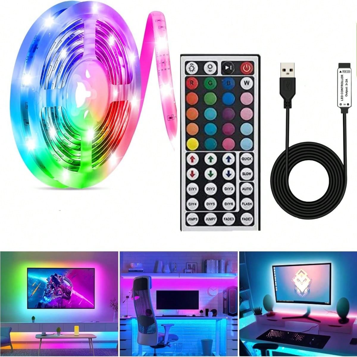 LED Strip Light Music Sync 100ft, USB Powered LED Light Strip With ...