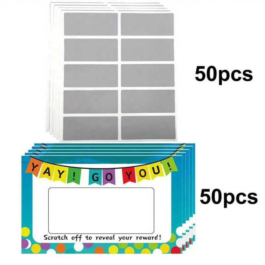 50 Sets (Cards + Scratch Stickers) Diy Your Own Scratch Cards For Small ...