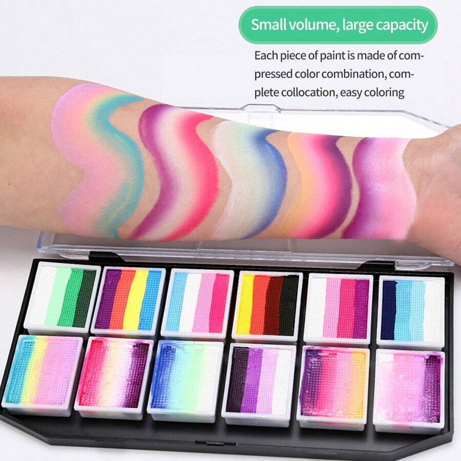 12 Grids 48 Colors Large Capacity Body Paint Pigment For Kids Water ...