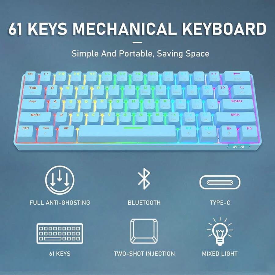 Wireless Mechanical Gaming Keyboard Backlit Bluetooth Type-C | SHEIN USA