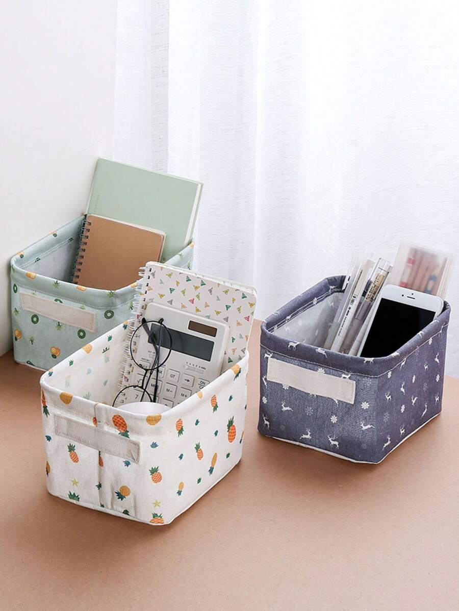 1pc Fabric Storage Basket, Foldable, Waterproof, With Handles For Closet Organization, Clothing ...